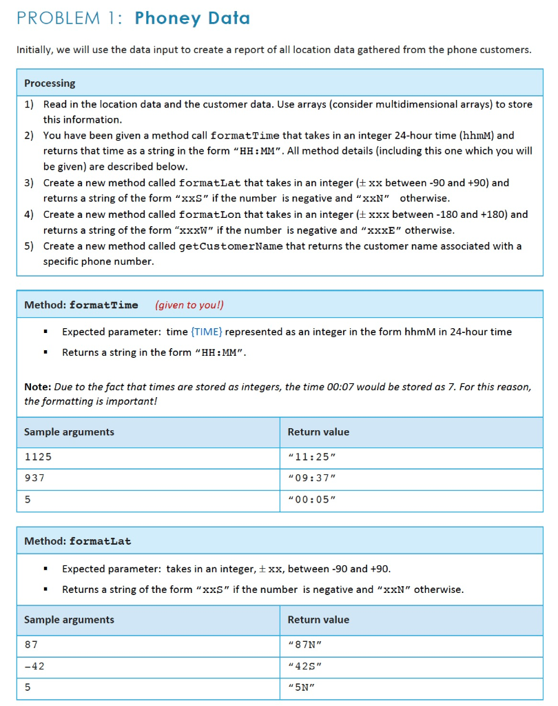 Solved PROBLEM 1: Phoney Data Initially, we will use the | Chegg.com