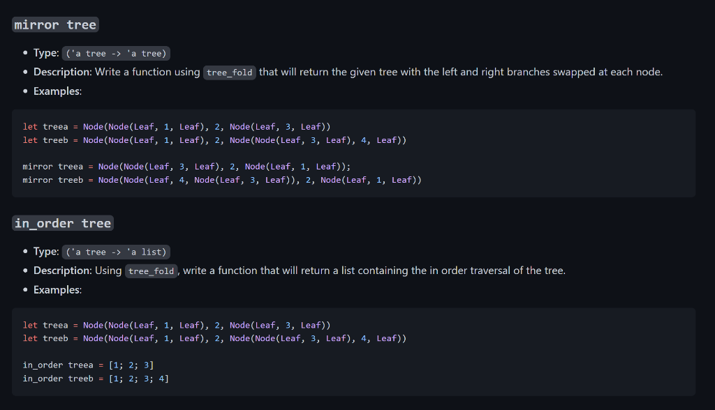 Solved tree_fold f init tree - Type: (( ' a→′b→′a→′a)→′a→ ' | Chegg.com