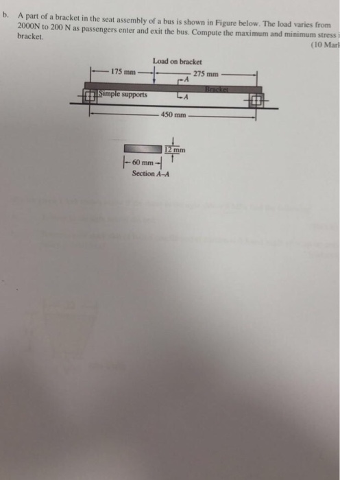 Solved b. A part of a bracket in the seat assembly of a bus | Chegg.com