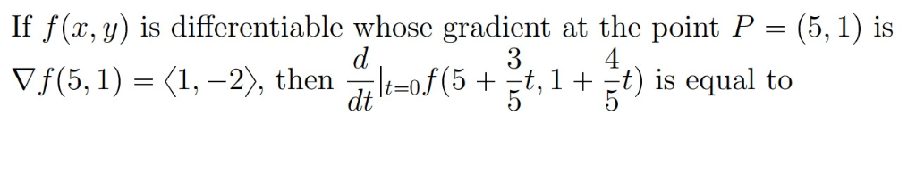 Solved If f(x, y) is differentiable whose gradient at the | Chegg.com