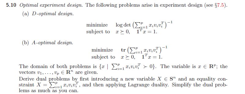 5.10 Optimal experiment design. The following | Chegg.com