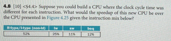 Solved 4.8 [10] $4.4 Suppose you could build a CPU where | Chegg.com