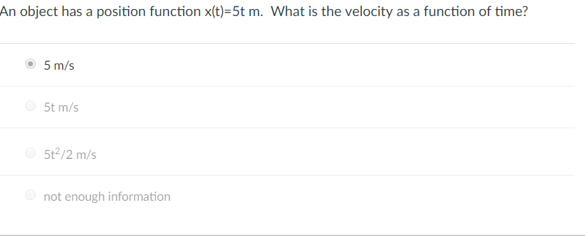 Solved An object has a position function x(t)-5t m. What is | Chegg.com
