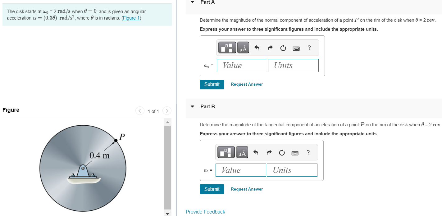 Solved The disk starts at ω0=2rad/s when θ=0, and is given | Chegg.com
