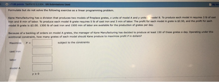 Solved Formulate but do not solve the following exercise as | Chegg.com
