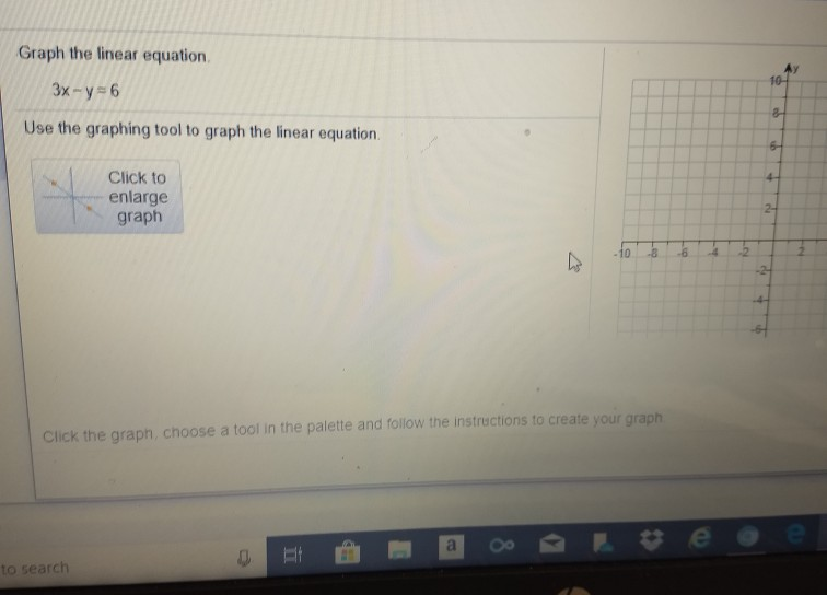 Solved Graph the linear equation 3x-y=6 Use the graphing | Chegg.com