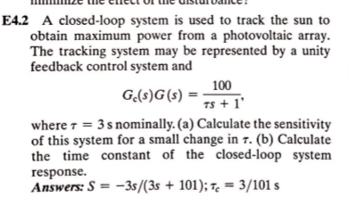 Solved lnZe E4.2 A closed-loop system is used to track the | Chegg.com