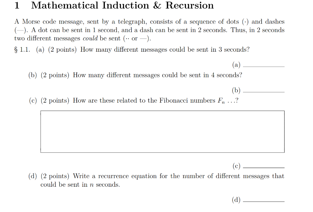 Solved Mathematical Induction & Recursion A Morse code | Chegg.com