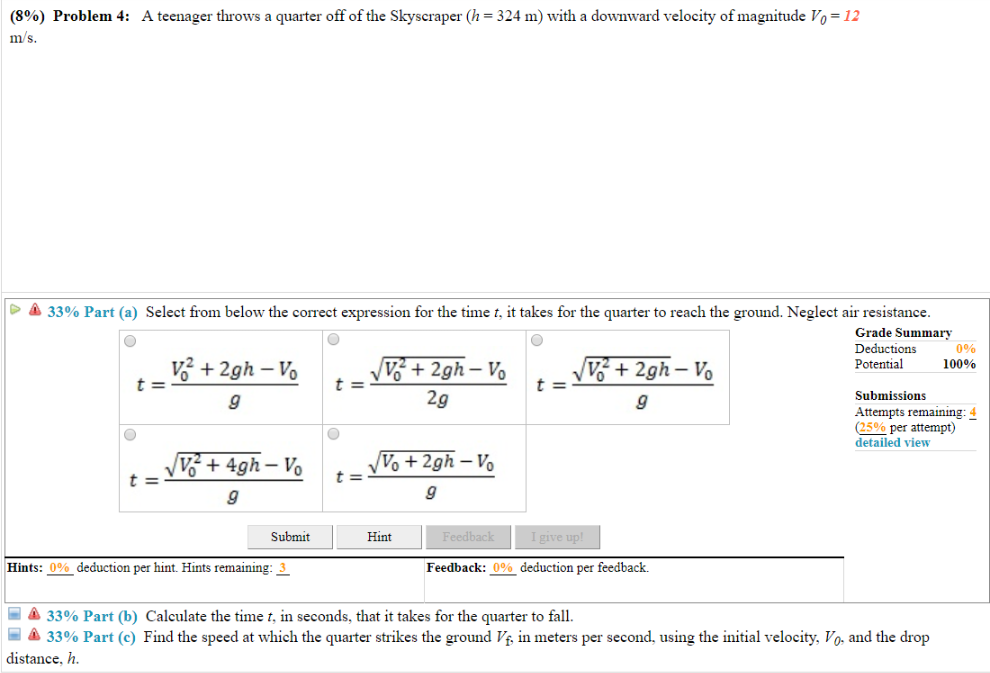 Solved (8%) Problem 1: When you dop an object, it | Chegg.com
