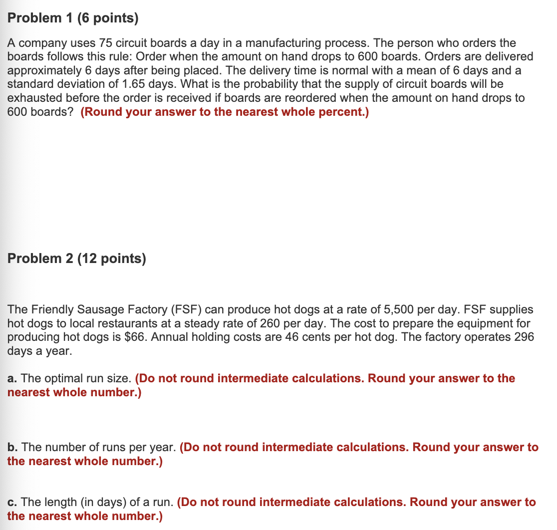 Solved by an EXPERT Problem 1 (6 ﻿points)A company uses 75 ﻿circuit | Chegg.com