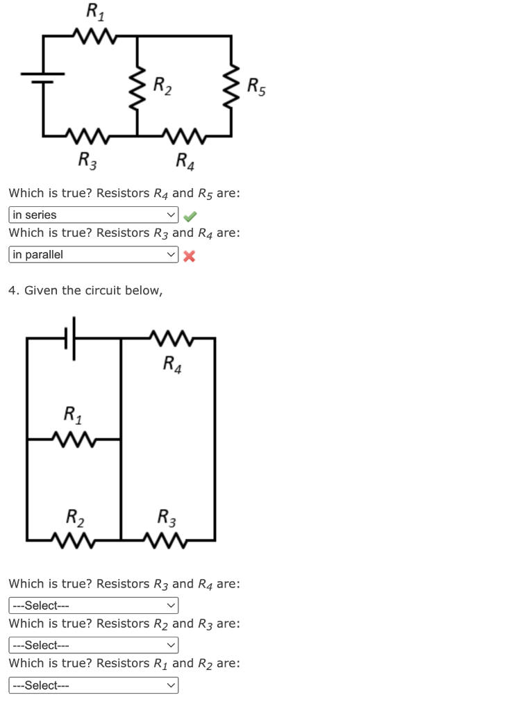Solved R1 R2 R5 R3 R4 Which is true? Resistors R4 and R5 | Chegg.com