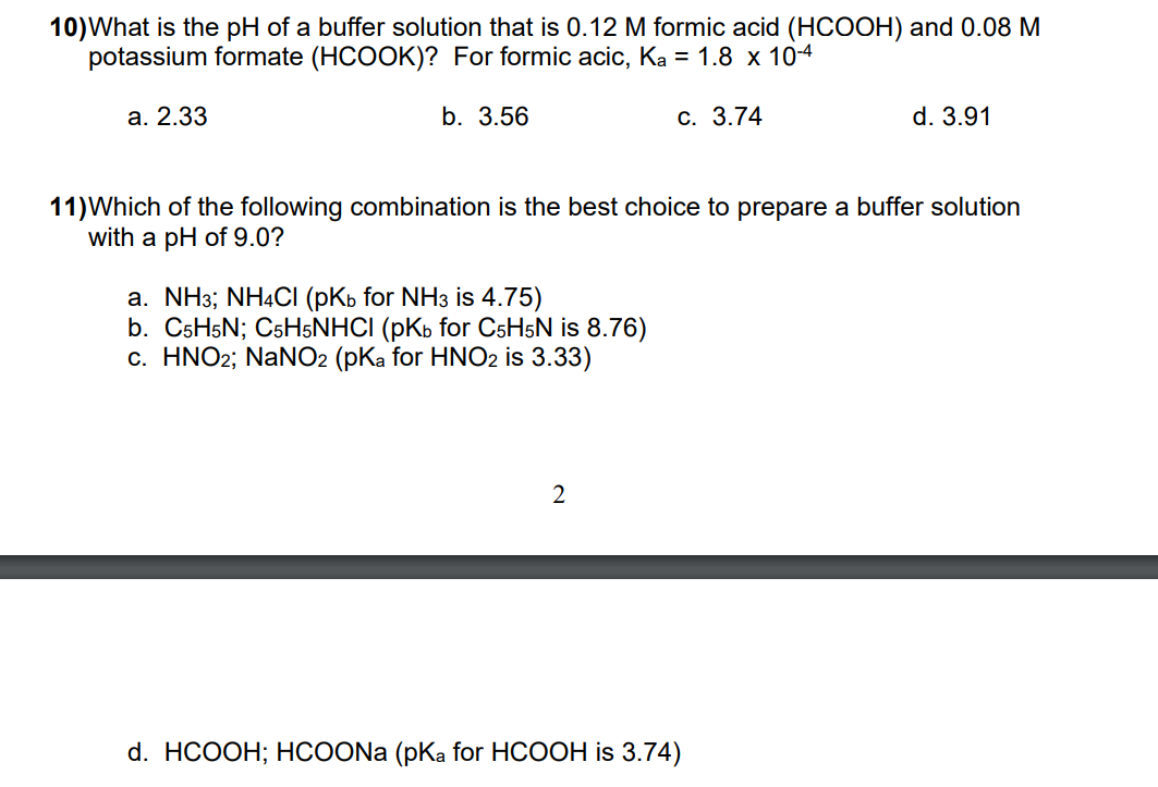 Solved 10)What is the pH of a buffer solution that is 0.12M | Chegg.com