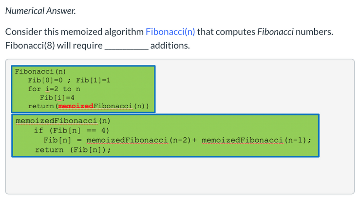 Solved Numerical Answer Consider This Memoized Algorithm