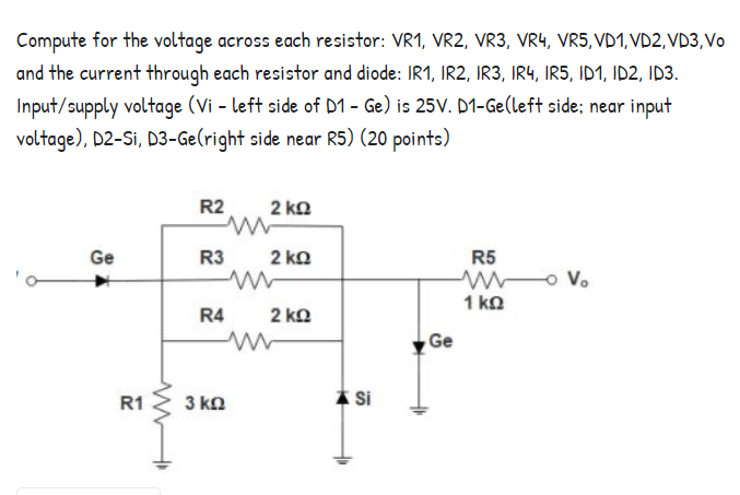 Solved Compute for the voltage across each resistor: VR1, | Chegg.com