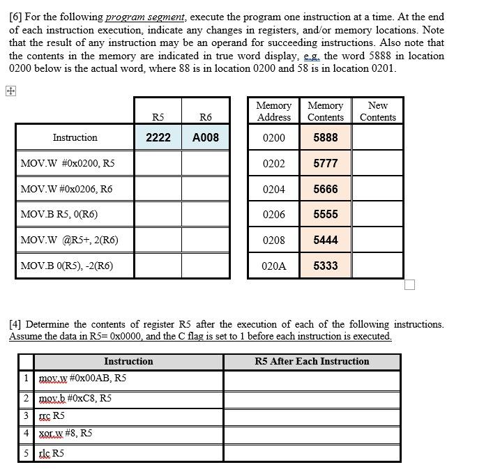 Solved [6] For the following program segment, execute the | Chegg.com