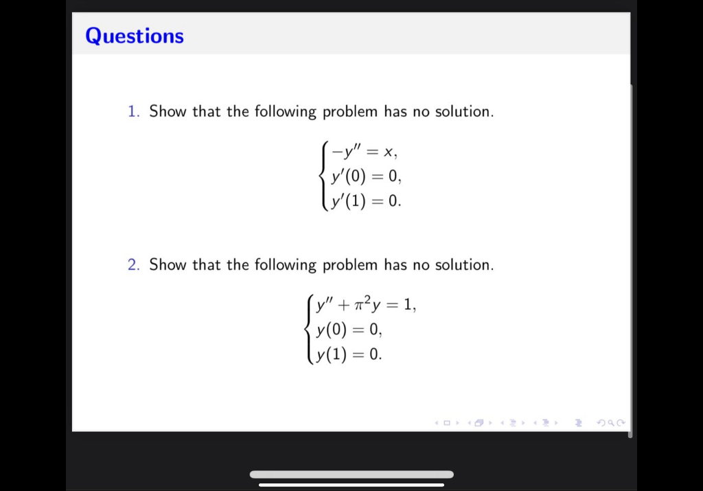 Solved Questions 1. Show that the following problem has no | Chegg.com