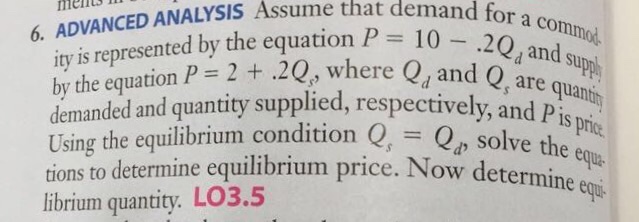 Solved Assume that demand for a commodity is represented by | Chegg.com