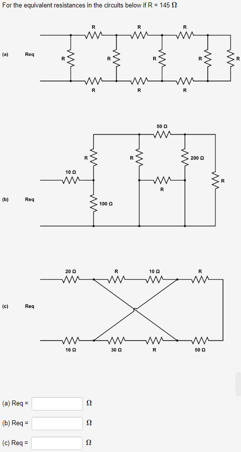 Solved For the equivalent resistances in the circuits below | Chegg.com