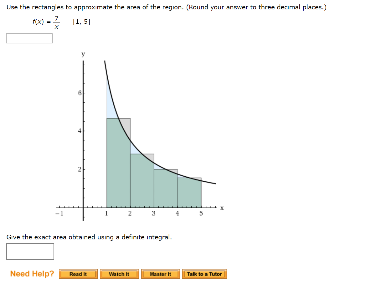 Solved Use the rectangles to approximate the area of the | Chegg.com