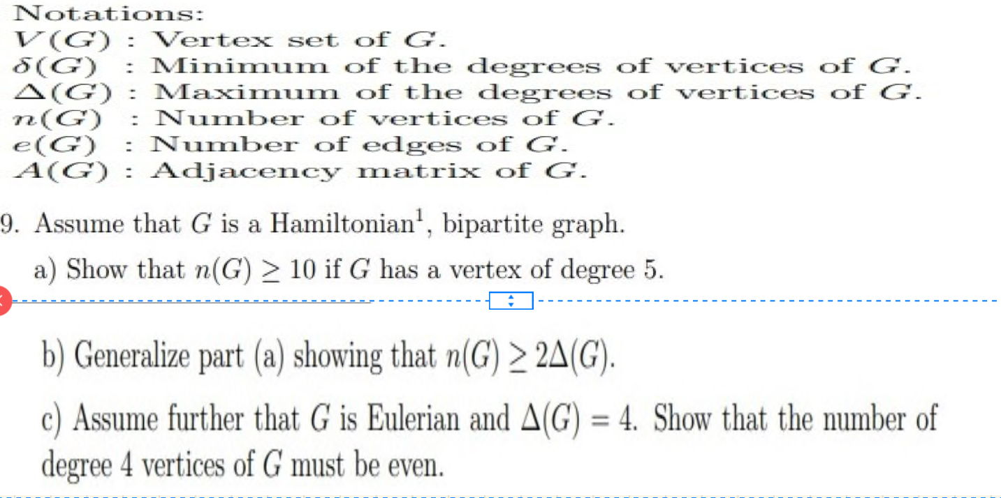 Solved Notations:V(G) ﻿: Vertex set of G.δ(G) ﻿: Minimum of | Chegg.com