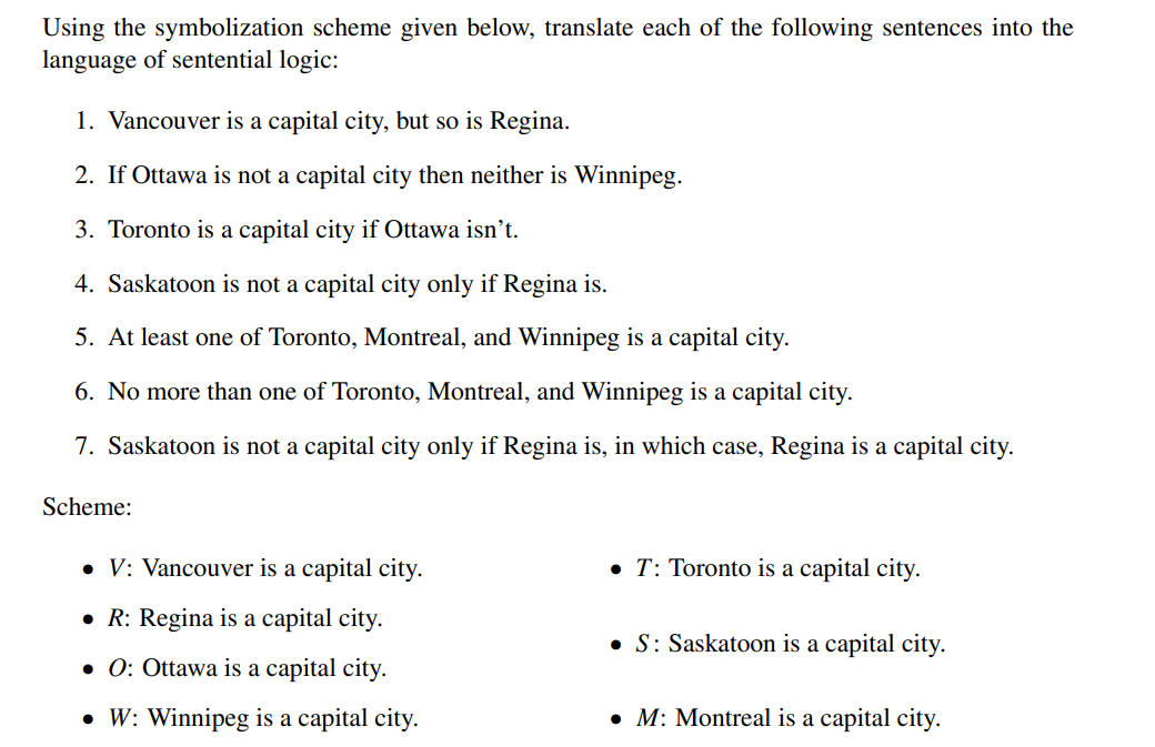 Solved Using the symbolization scheme given below, translate | Chegg.com