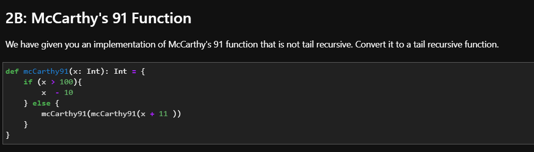 Solved 2B: McCarthy's 91 Function We have given you an | Chegg.com