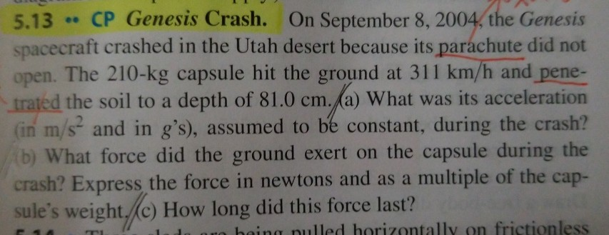 Solved 5.13 .. CP Genesis Crash. On September 8, 2004,the | Chegg.com