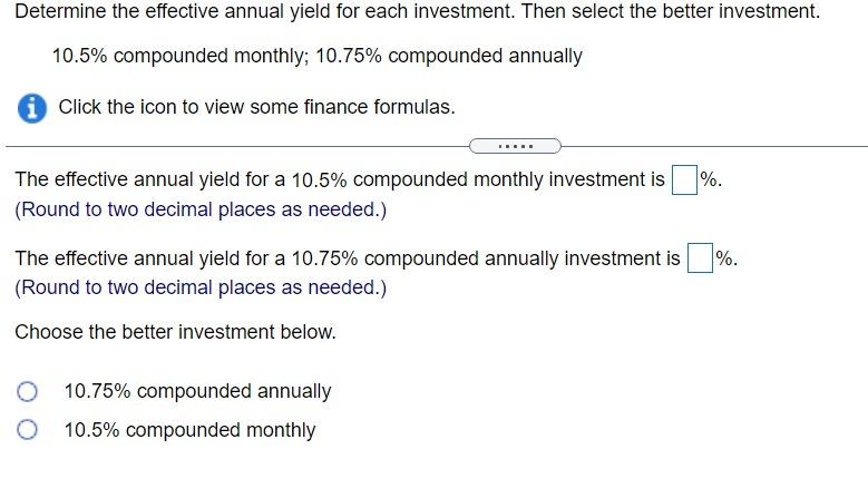 Solved Determine the effective annual yield for each | Chegg.com
