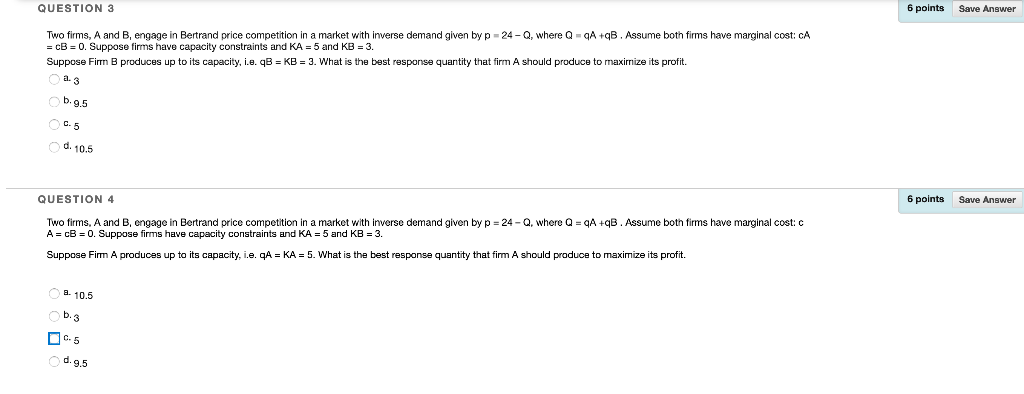 Solved Question 3 6 Points Save Answer Two Firms A And B