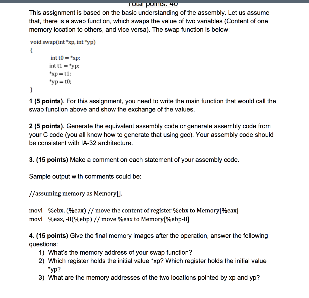 Total points. 40 This assignment is based on the | Chegg.com