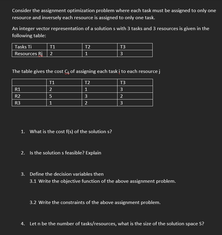 Solved Consider the assignment optimization problem where | Chegg.com