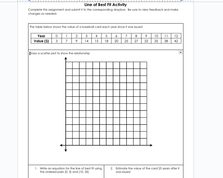 Solved Line of Best Fit ActivityComplete this assignment and | Chegg.com