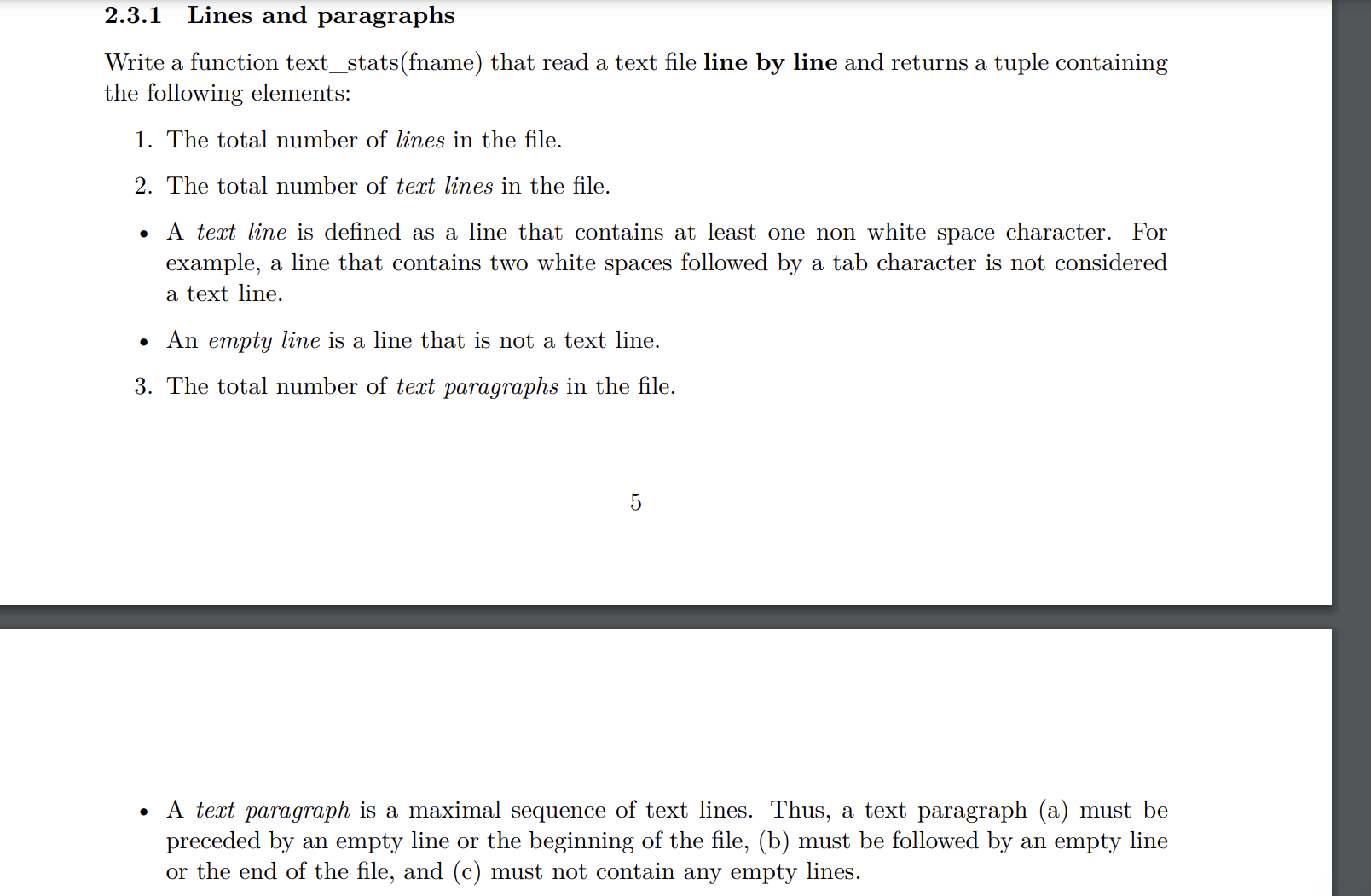 Solved 2.3.1 Lines and paragraphs Write a function | Chegg.com