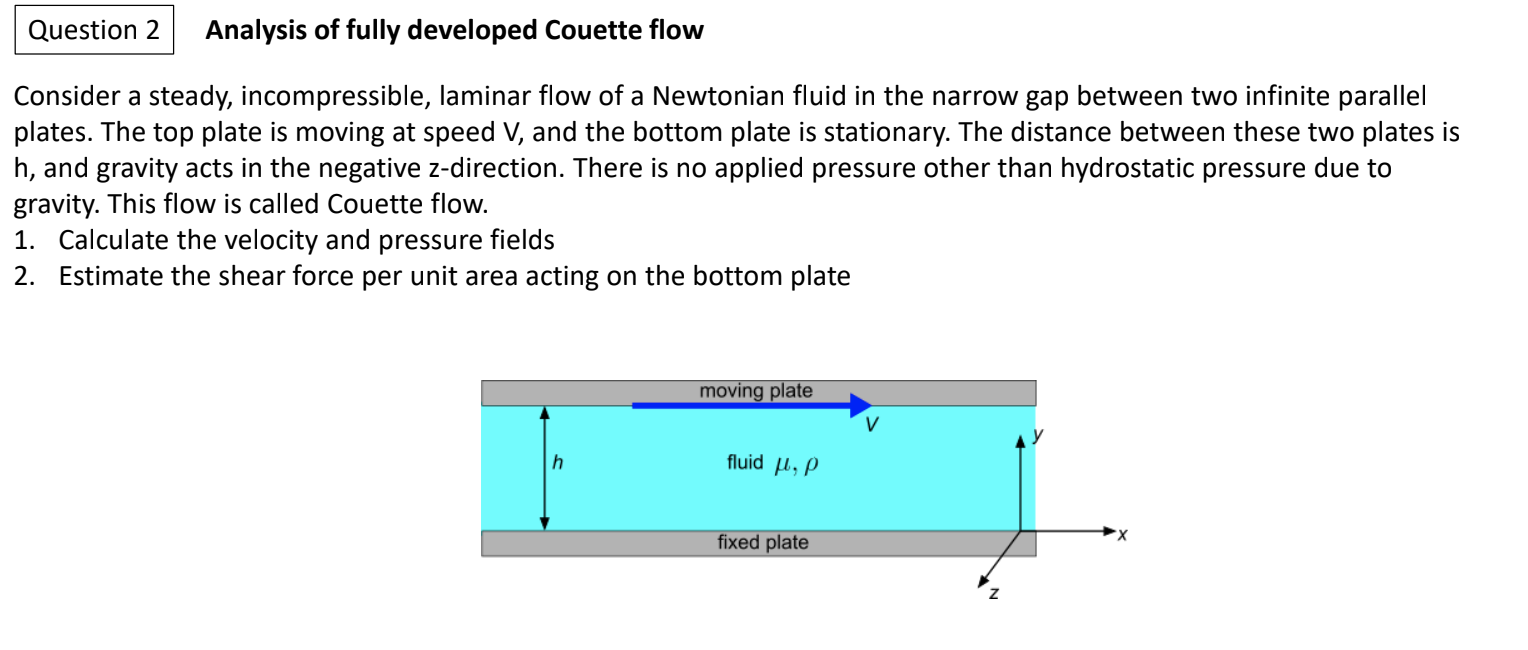 Solved Analysis of fully developed Couette flow Consider a | Chegg.com