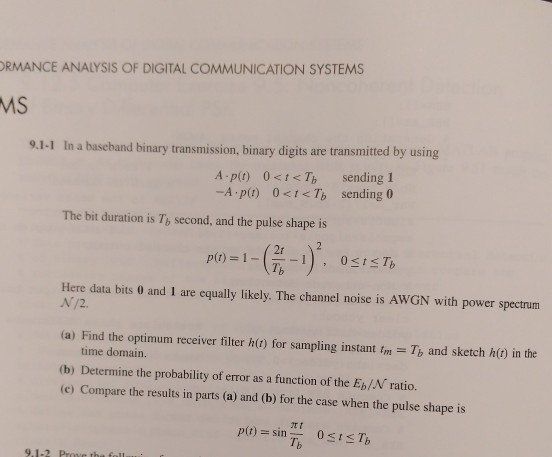 RMANCE ANALYSIS OF DIGITAL COMMUNICATION SYSTEMS MS | Chegg.com
