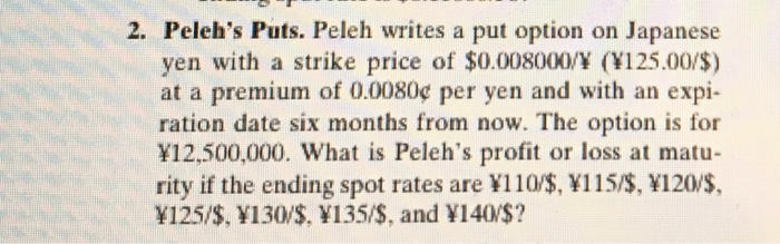 Solved 2. Peleh's Puts. Peleh writes a put option on | Chegg.com
