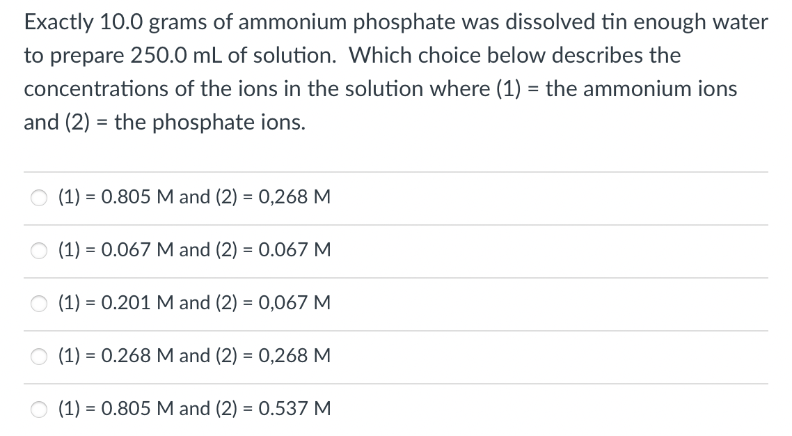 Solved Exactly 10.0 grams of ammonium phosphate was | Chegg.com
