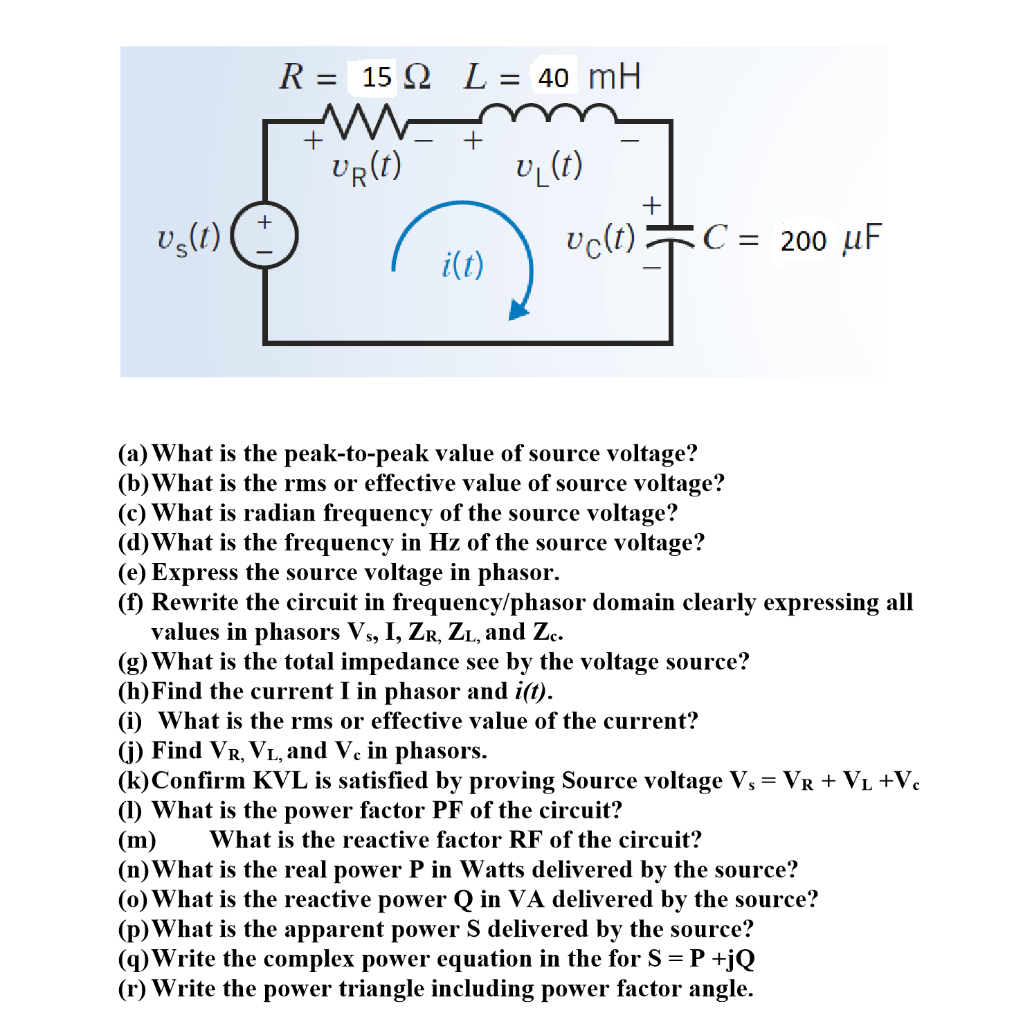 Solved Consider the AC circuit shown below when V(t) = 170 | Chegg.com