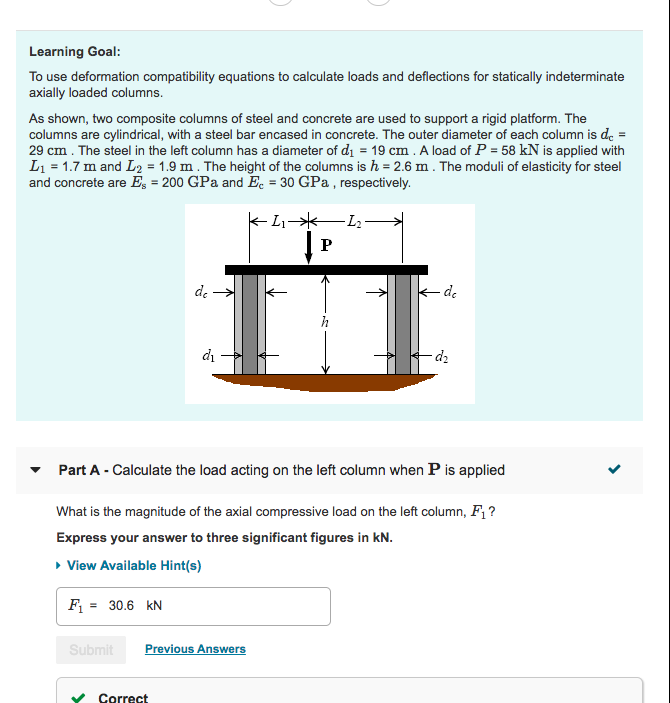 Solved Learning Goal: To use deformation compatibility | Chegg.com