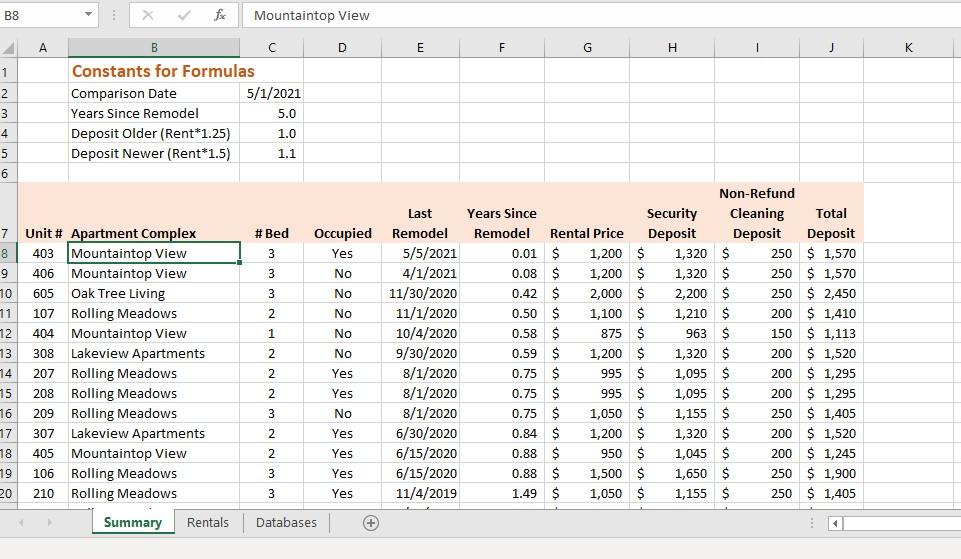 Exp19_Excel_Ch05_Cap_Apartments Project | Chegg.com
