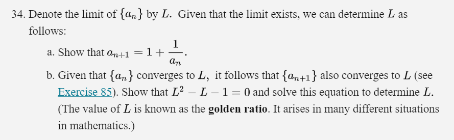 Solved Fn+1 In Exercises 33–34 let an = where {Fn} is the | Chegg.com