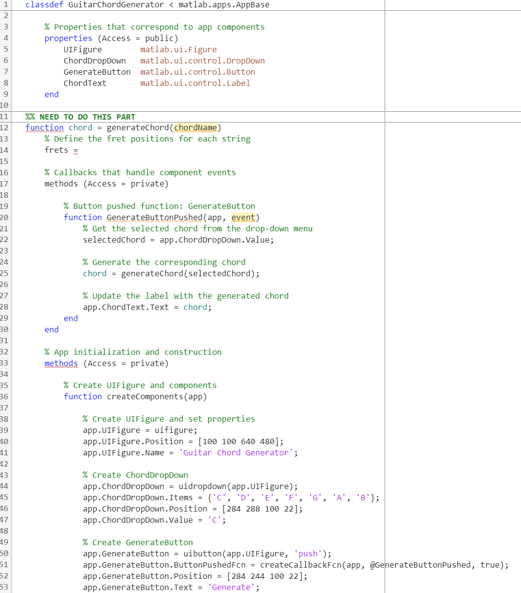 Solved I need help to fill this function for a guitar chord | Chegg.com