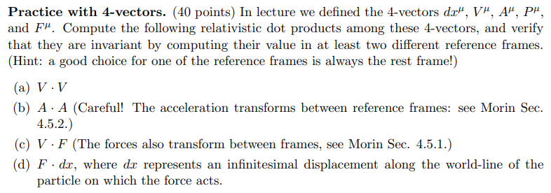 Solved Practice With 4 Vectors 40 Points In Lecture We