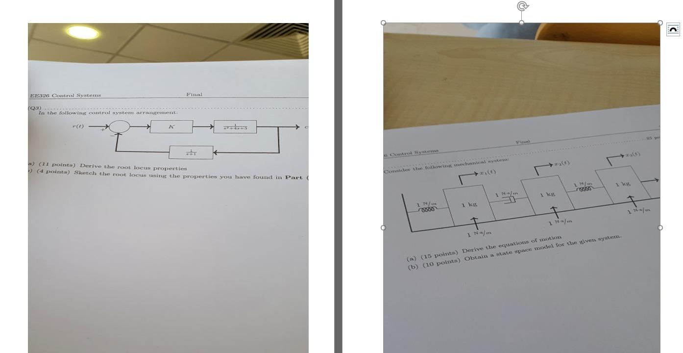 Solved EE326 Control Systems (Q3) In the following control | Chegg.com
