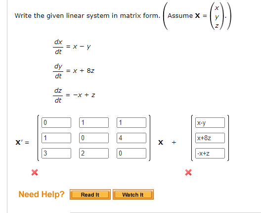 Solved Write the given linear system in matrix form. ( | Chegg.com