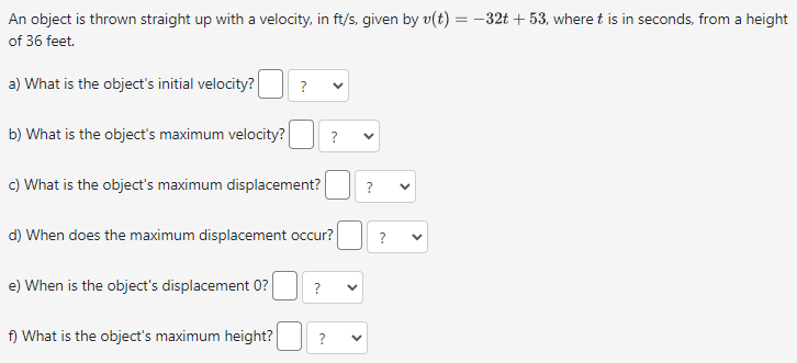 Solved An object is thrown straight up with a velocity, in | Chegg.com