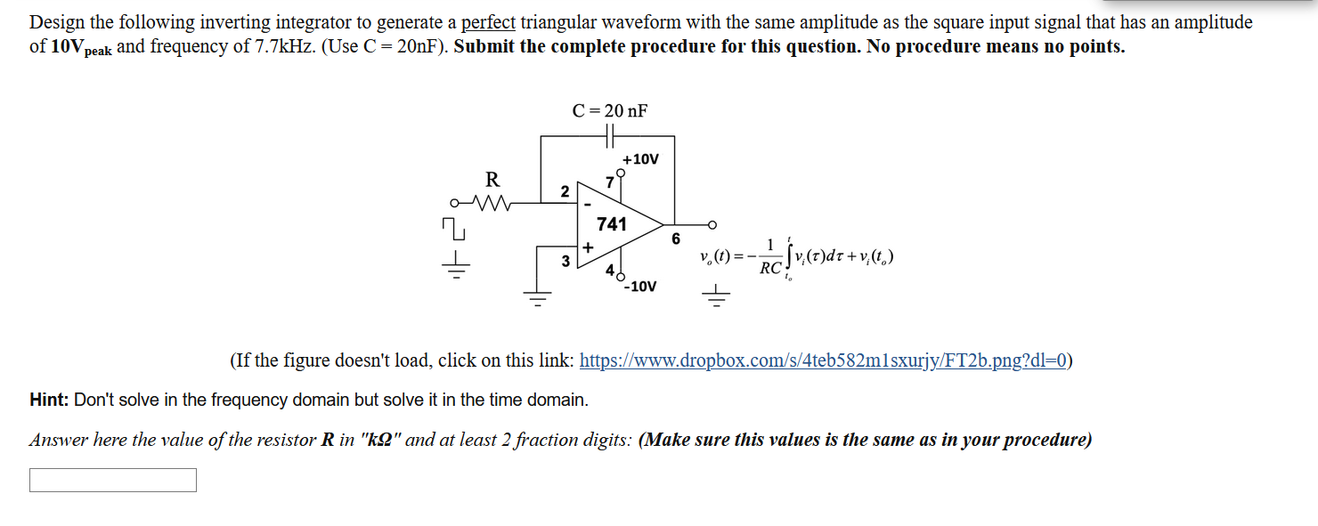 Solved Design the following inverting integrator to generate | Chegg.com