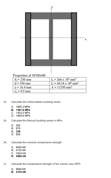 A built-up section consisting of W350x90 with two 12 | Chegg.com