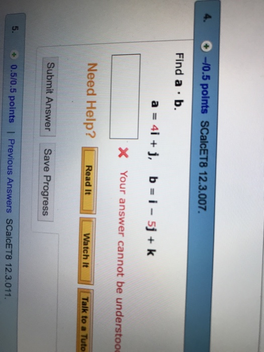 Solved 4. -10.5 points SCalcET8 12.3.007. Find a b. × Your | Chegg.com