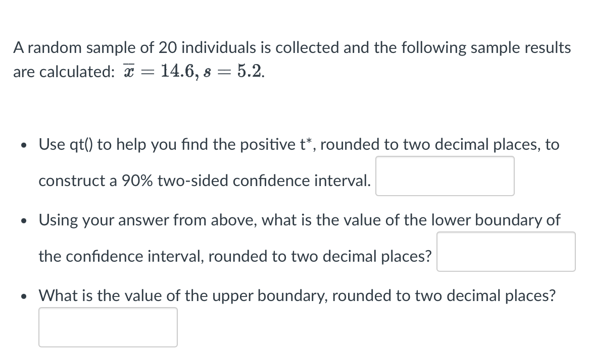 Solved A random sample of 20 ﻿individuals is collected and | Chegg.com